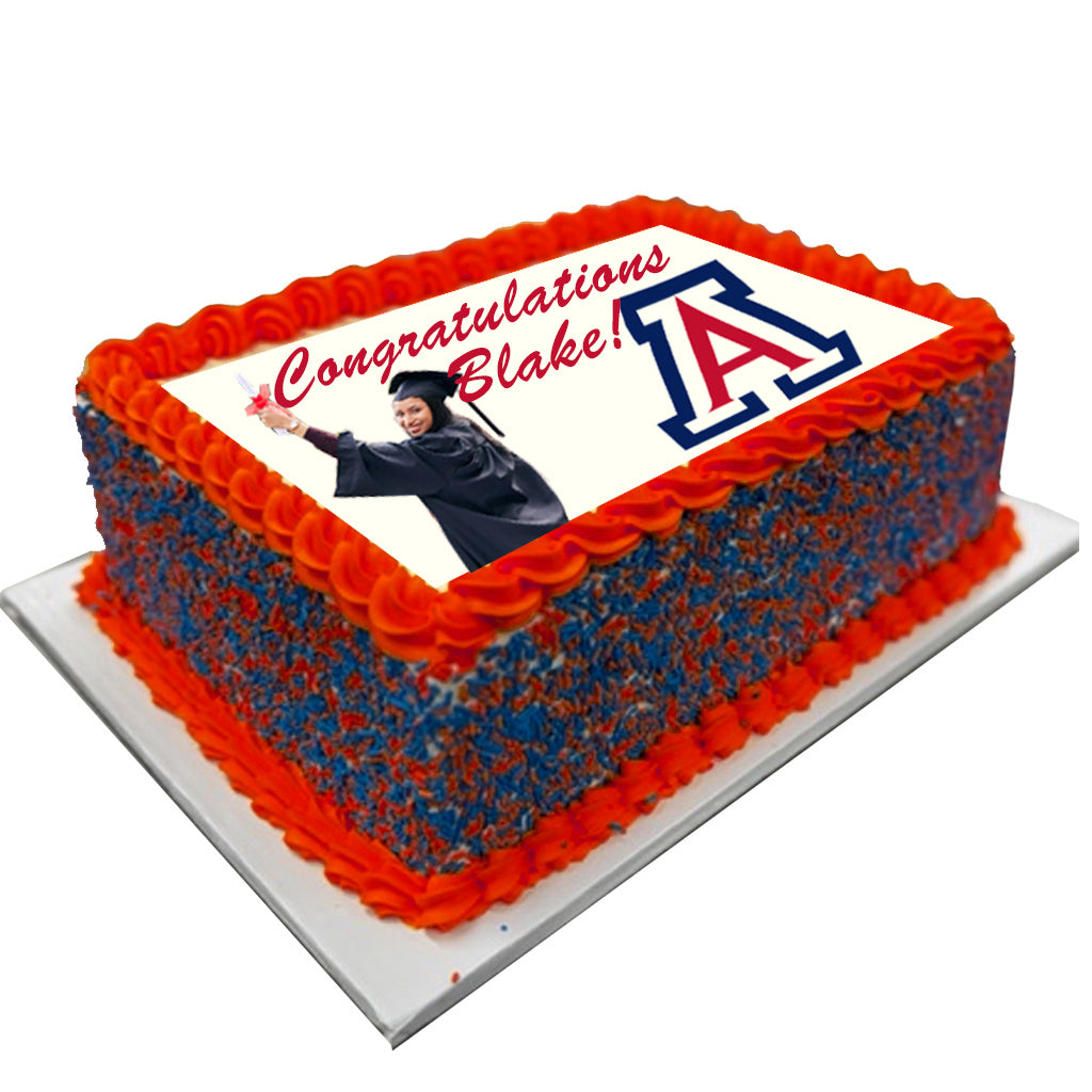 Graduation Photo & Logo Cake, Sheet Cakes – Dessert Gallery Bakery & Cafe